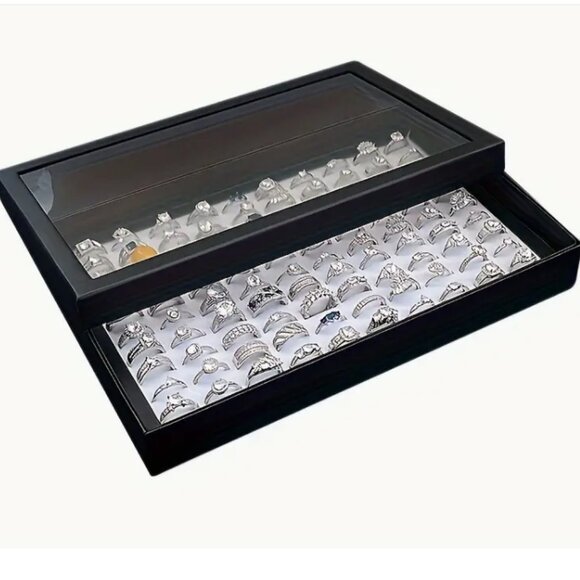 Storage & Organization | Elegant Black Ring Display Case Large Capacity ...